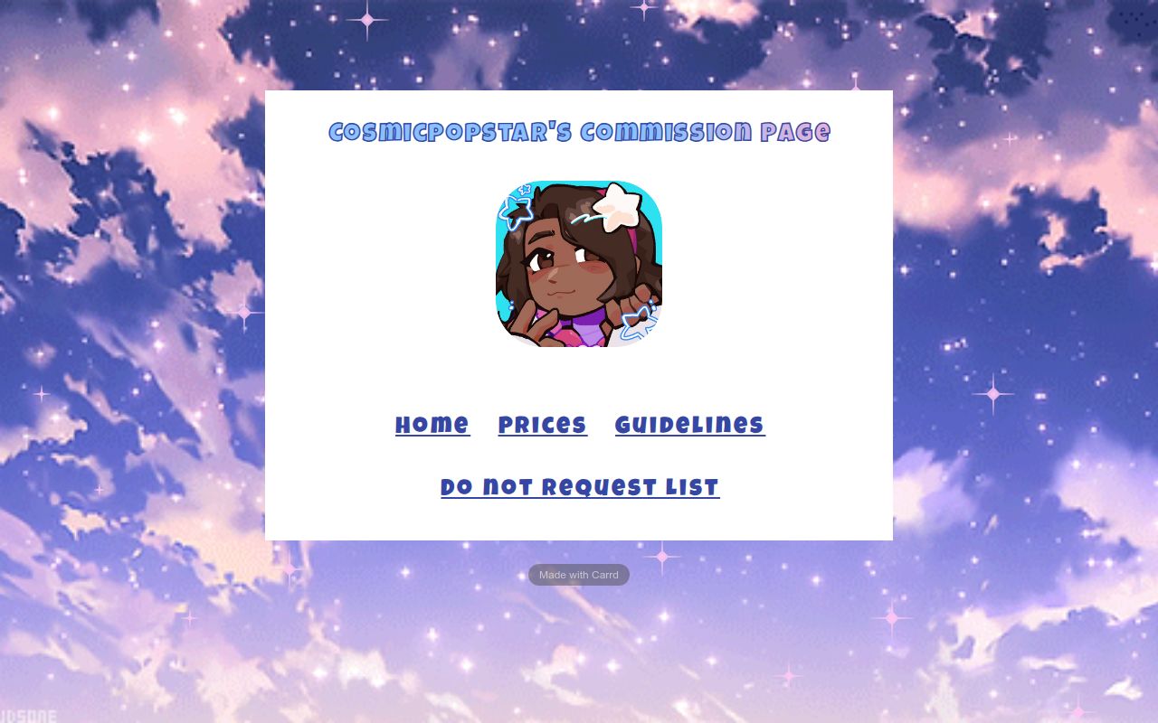 Cosmic's Commission Sheet